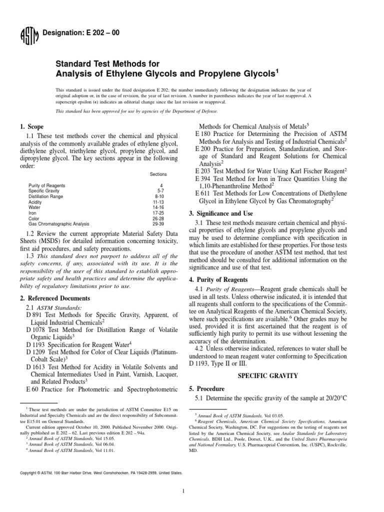 198681704-ASTM-D-E202 Metodo Te Pureza de Glicol PDF | PDF | Gas ...