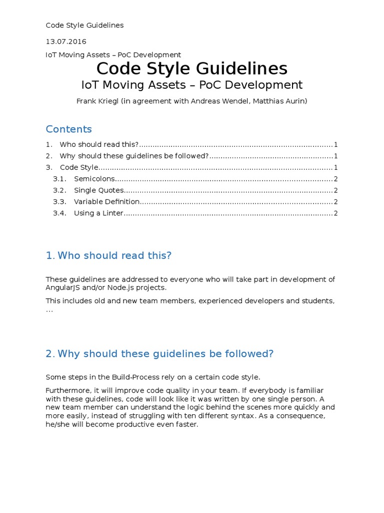 Code Style Guidelines: Iot Moving Assets - Poc Development | PDF