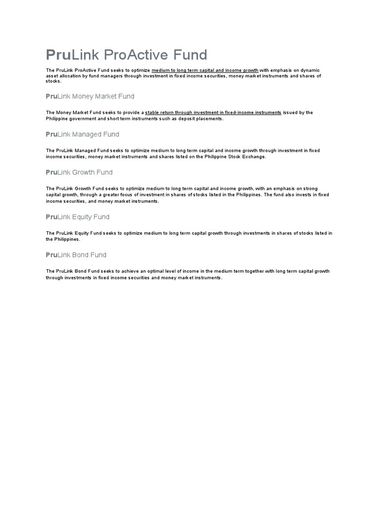 PruLink Fund Overview: Growth Strategies | PDF | Finance & Money Management