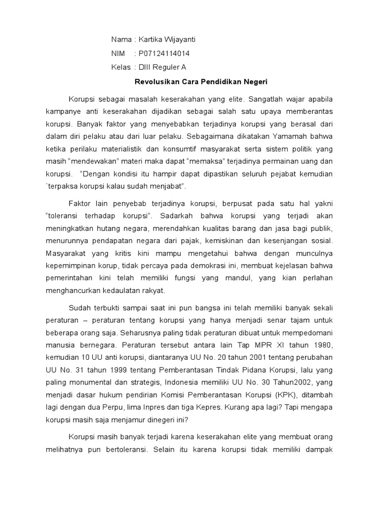 Essay Uas (Pencegahan Korupsi) | PDF