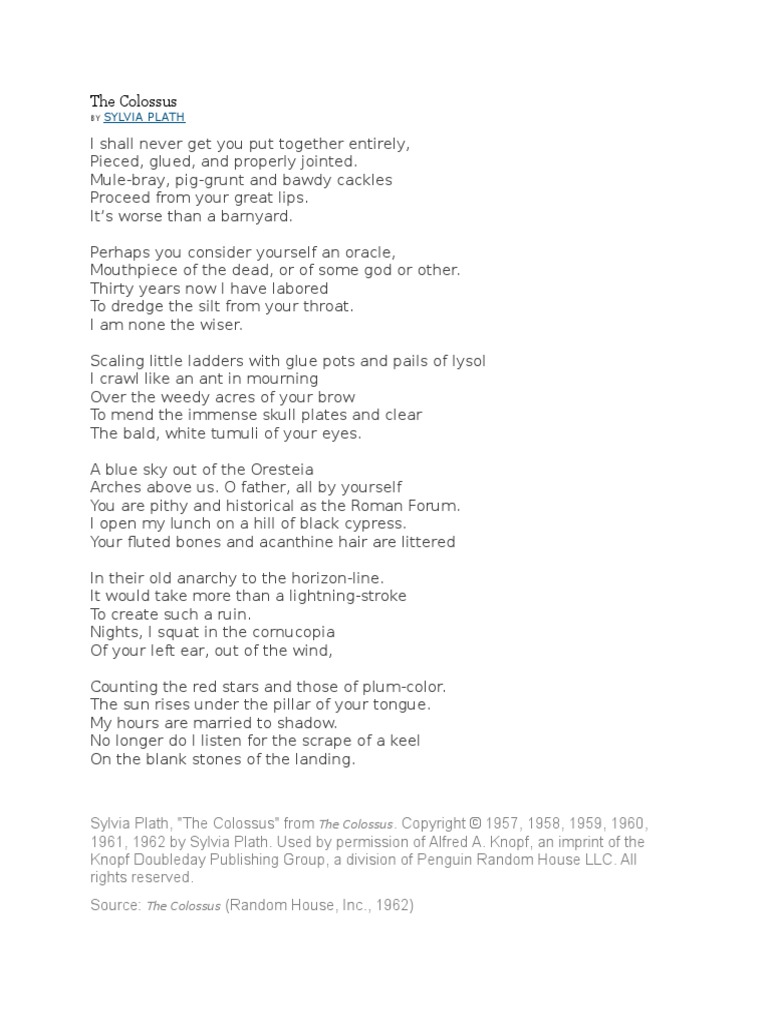 The Colossus by Sylvia Plath | PDF