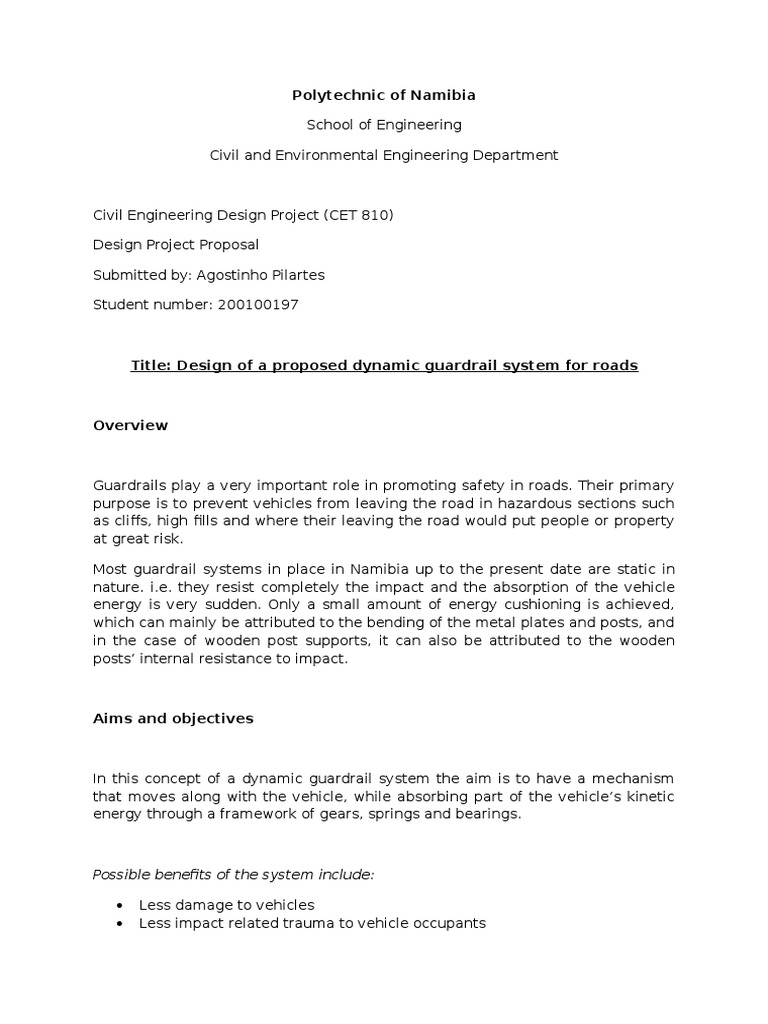 Civil Engineering Design Project Proposal | PDF