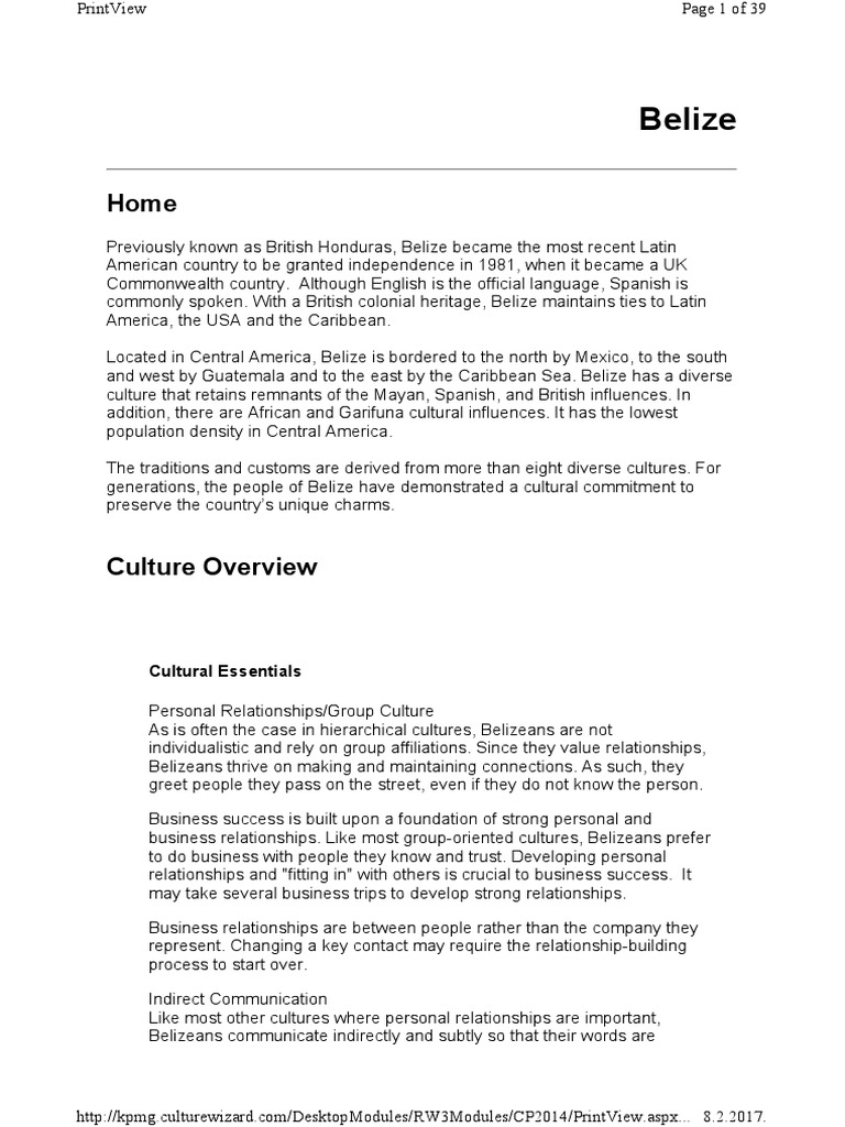 Belize | PDF | Belize | Gender Role