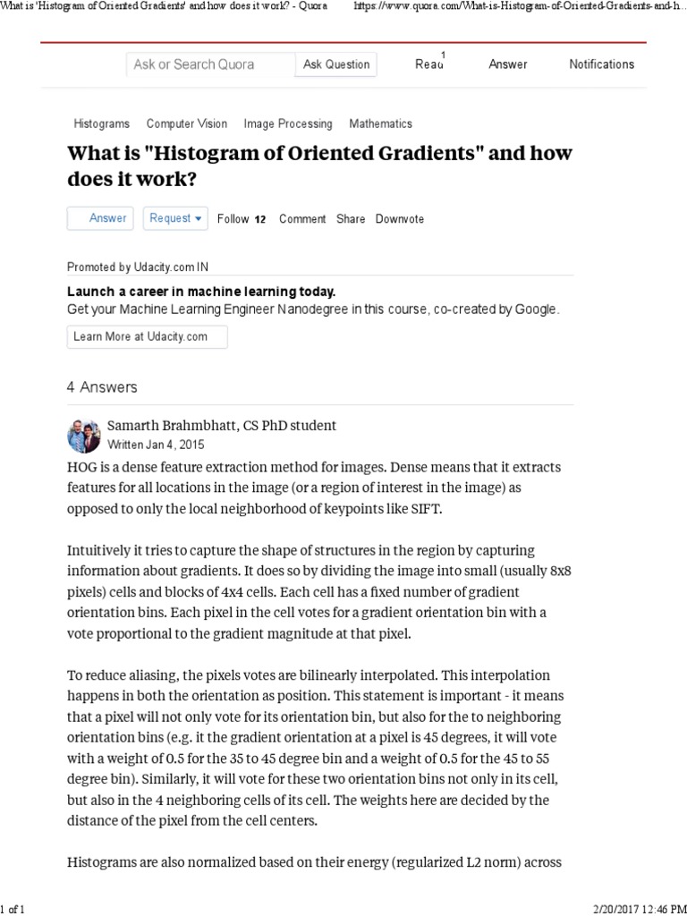 What Is "Histogram of Oriented Gradients" and How Does It Work? | PDF ...