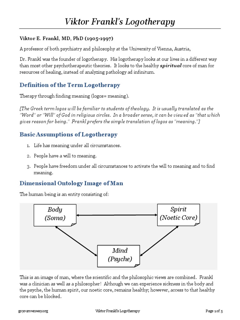 Victor Frankl & Logotherapy | PDF | Clinical Psychology | Cognitive Science