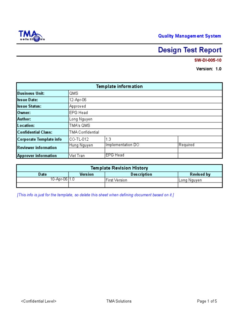 Test Report Template | PDF | Systems Engineering | Computer Engineering