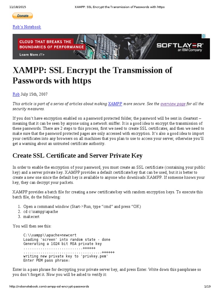 XAMPP - SSL Encrypt The Transmission of Passwords With Https | PDF ...
