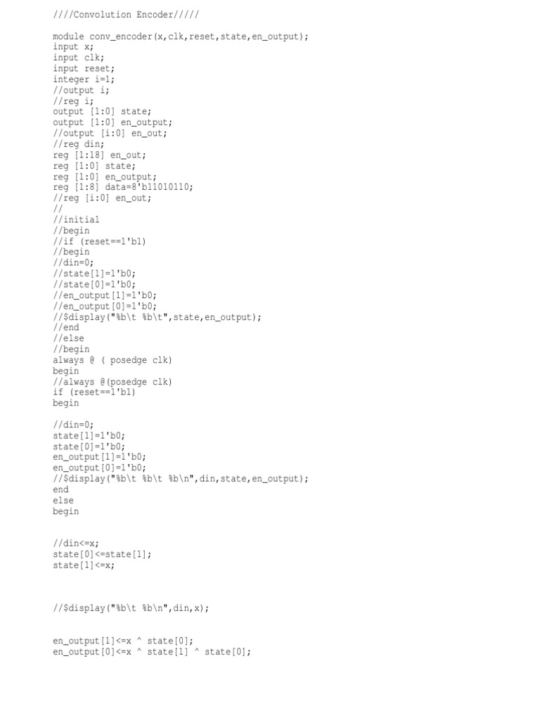 Convolution Encoder Verilog Code Pdf Theoretical Computer Science