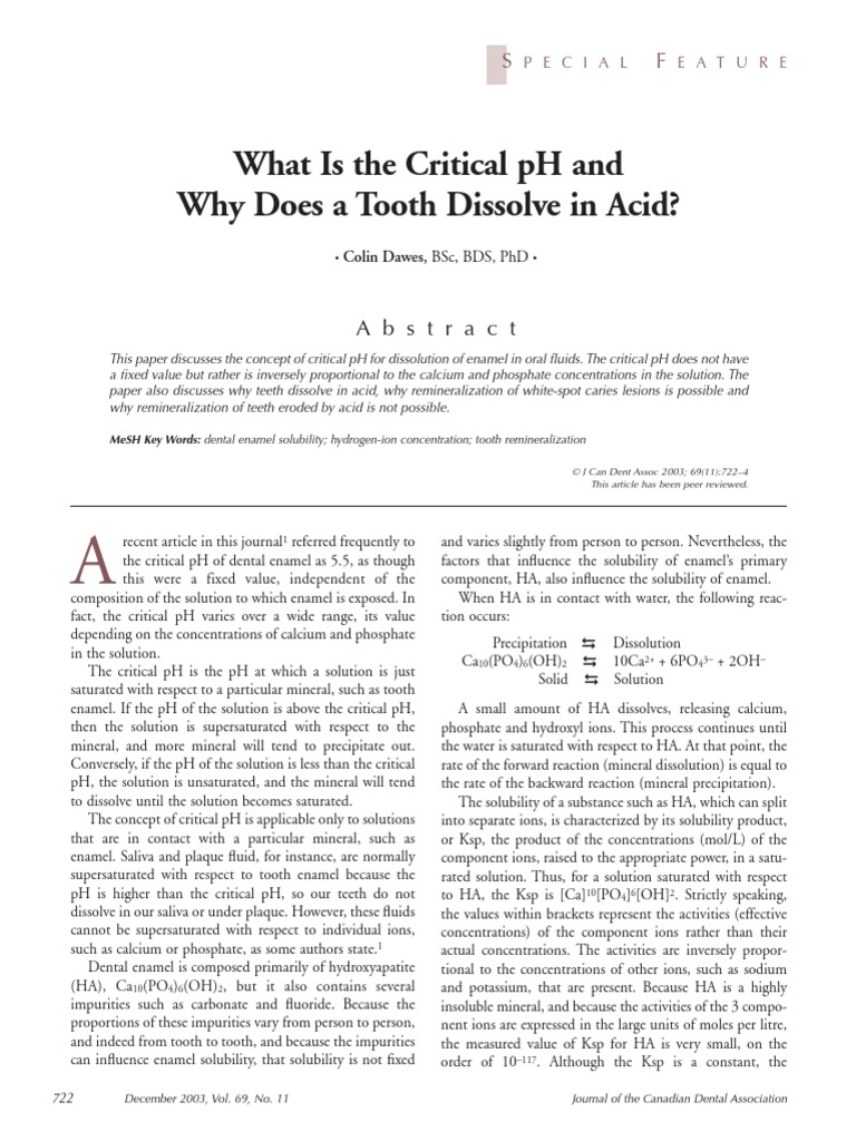 critical pH.pdf | Tooth Enamel | Ph