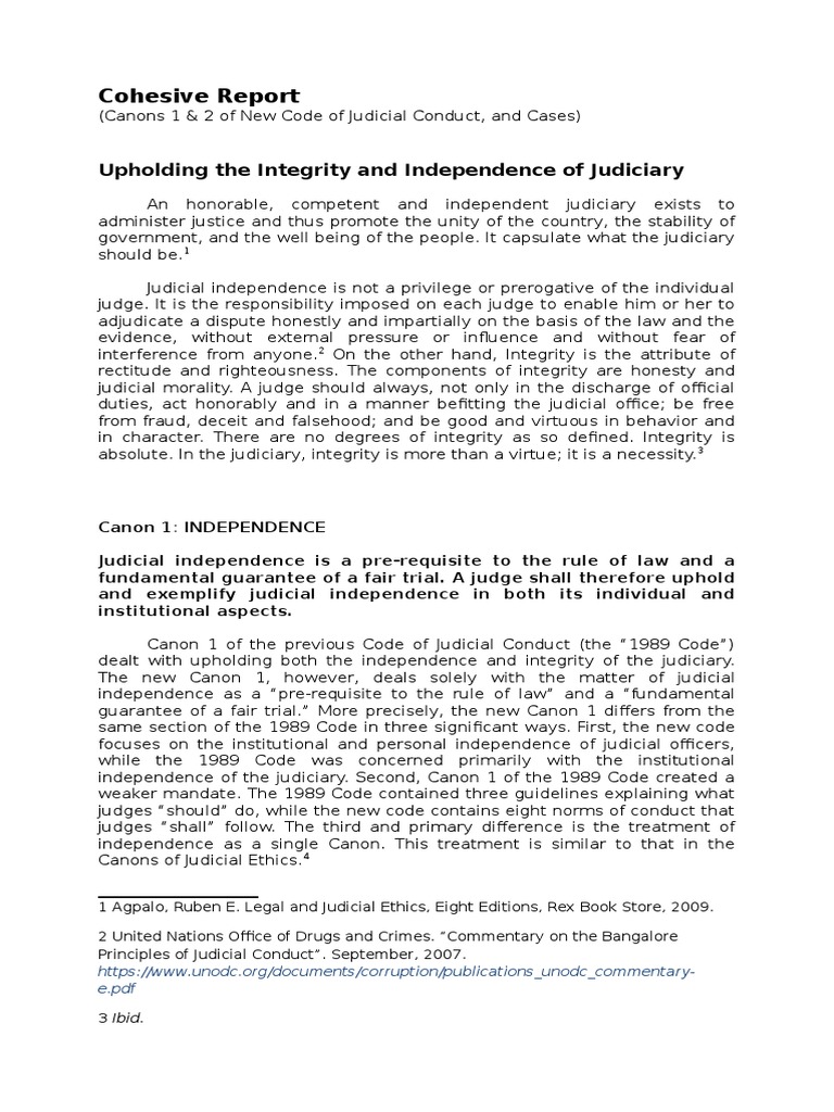 Cohesive Report Legal Ethics | PDF | Judiciaries | Integrity