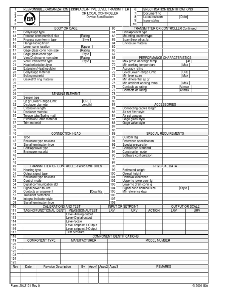 ISA Format Datasheets | PDF | Sensor | Calibration