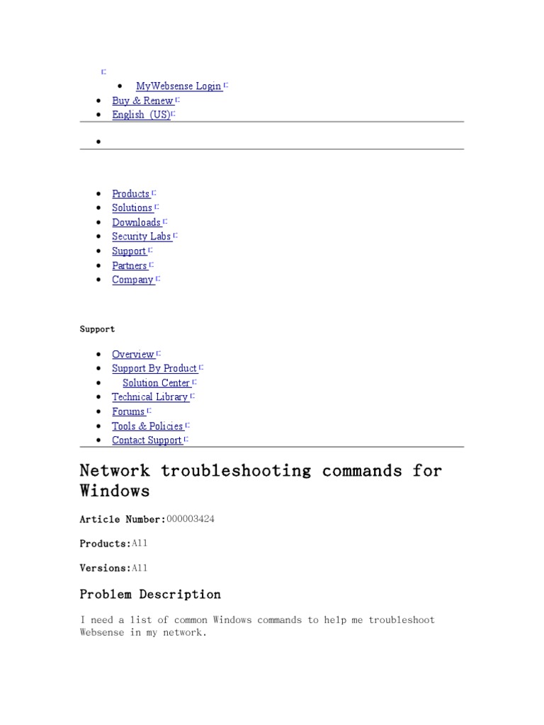 Network Troubleshooting Commands For Windows: Mywebsense Login Buy & Renew English (Us ...