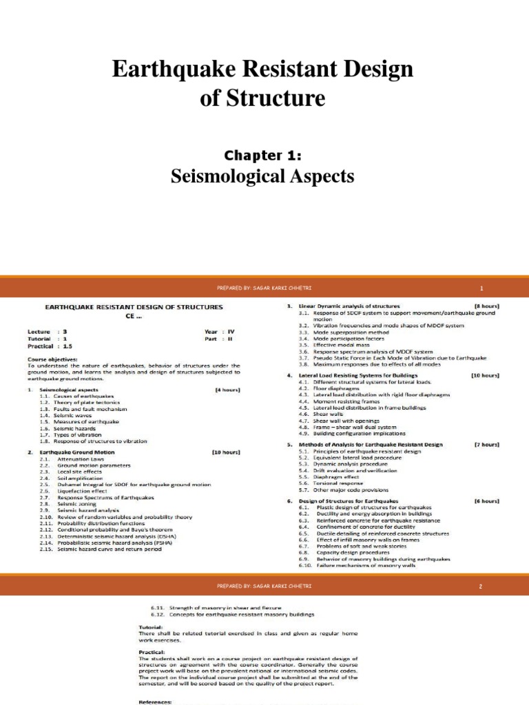 Earthquake Resistant Design of Structure: Seismological Aspects | PDF ...