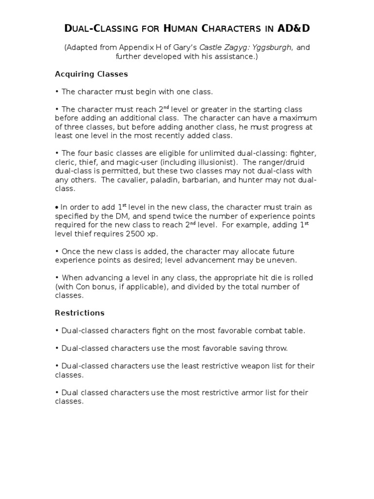 Dual-Classing For Humans | PDF