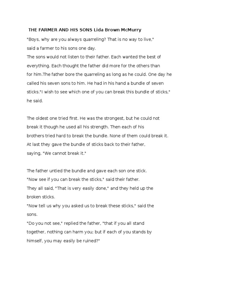 The Farmer and His Sons-Fable | PDF | Home & Garden