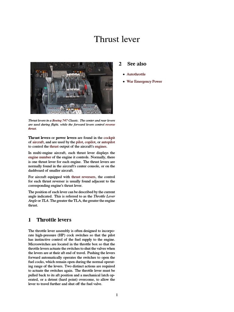 Thrust Lever: 2 See Also | PDF