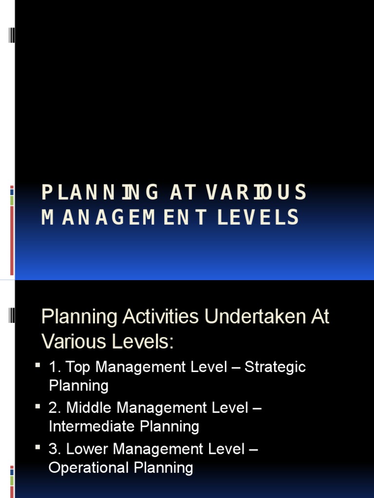 Three Levels of Management Planning | PDF