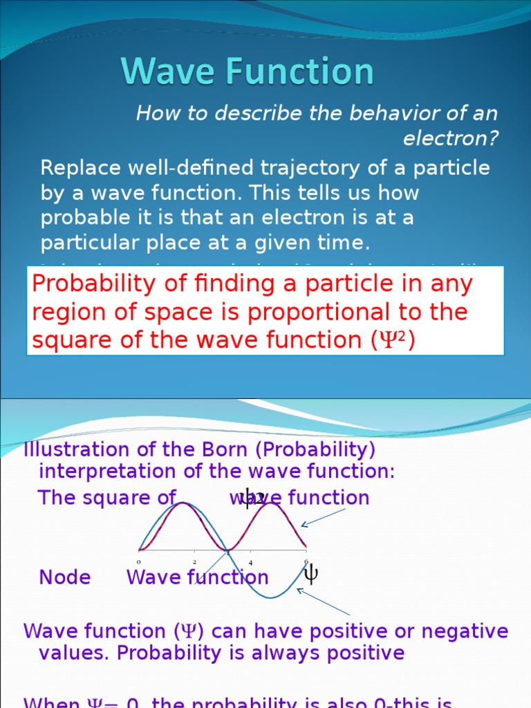 Lecture 4 Wavefunction New Pdf Electron Configuration Atomic Orbital
