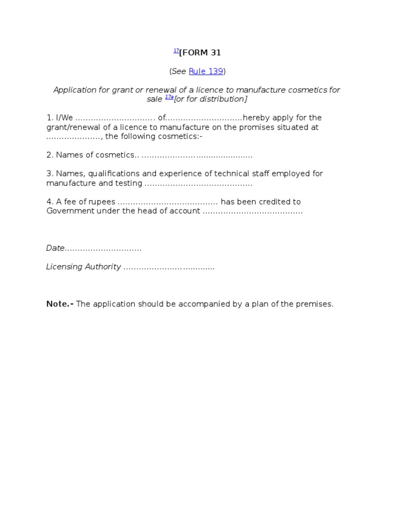 Cosmetic Manufacturing License Application | PDF
