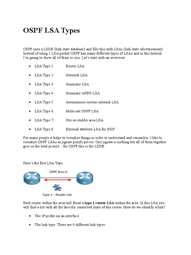 OSPF LSA Types | PDF | Computer Network | Routing