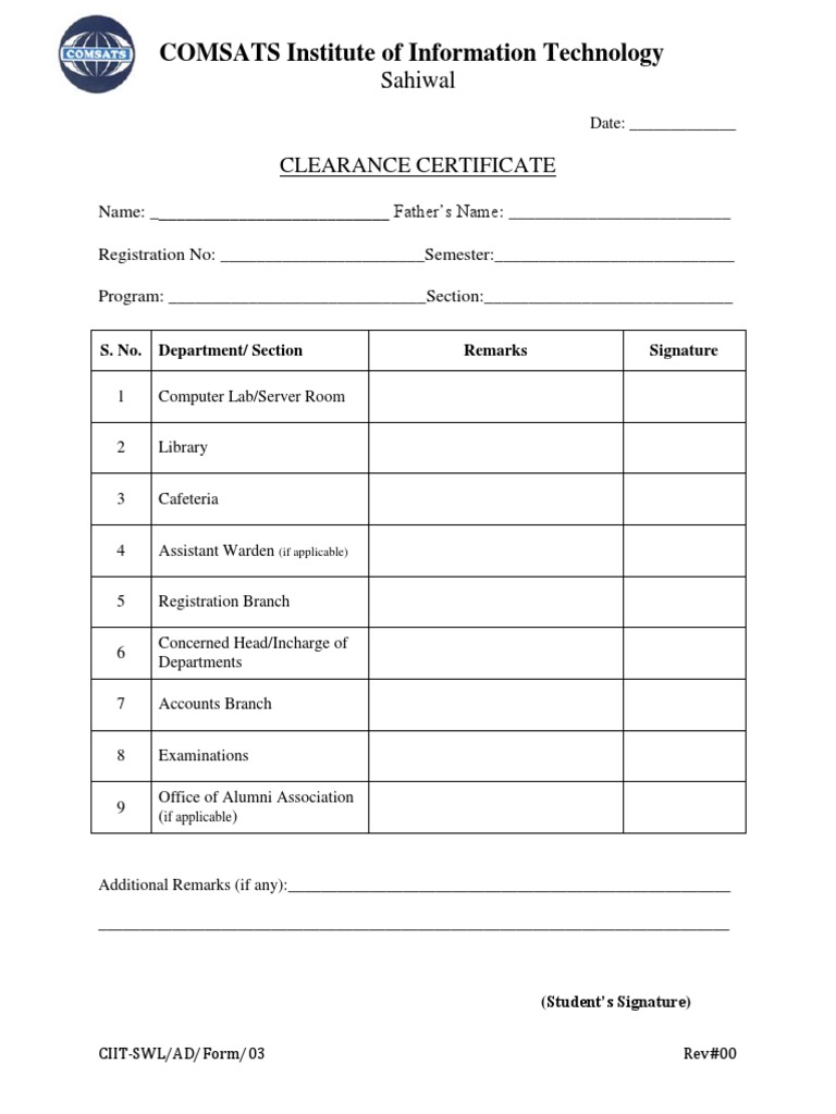 Clearance Form Students | PDF