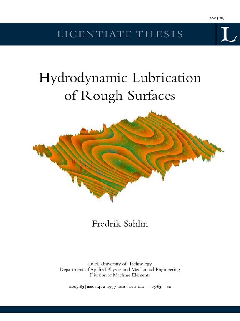 Hydrodynamic Lubrication | PDF | Navier–Stokes Equations | Fluid Dynamics