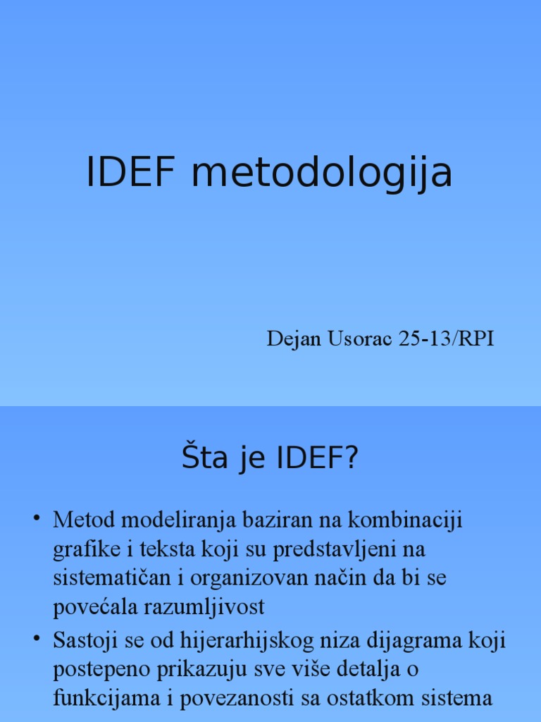 IDEF Metodologija | PDF