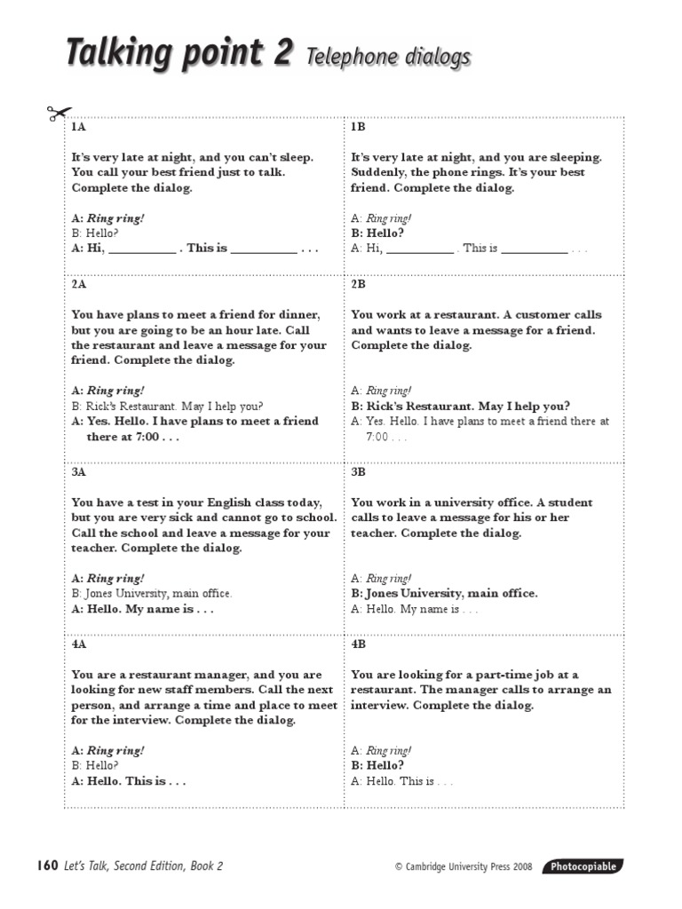 Talking Point 2: Telephone Dialogs | PDF | Leisure | Business