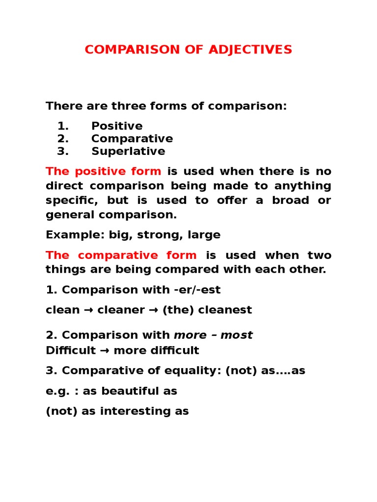 Comparison of Adjectives: The Positive Form | PDF | Language Arts ...