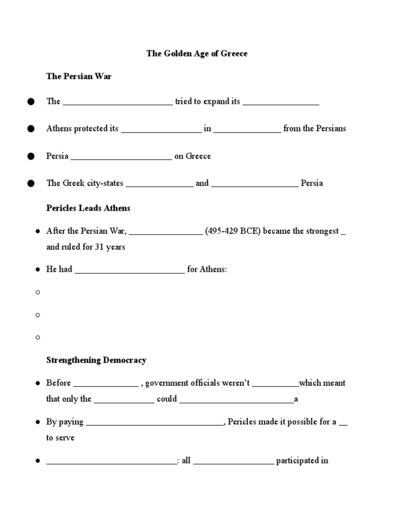 Golden Age Guided Notes | PDF | Greco Persian Wars | Athens