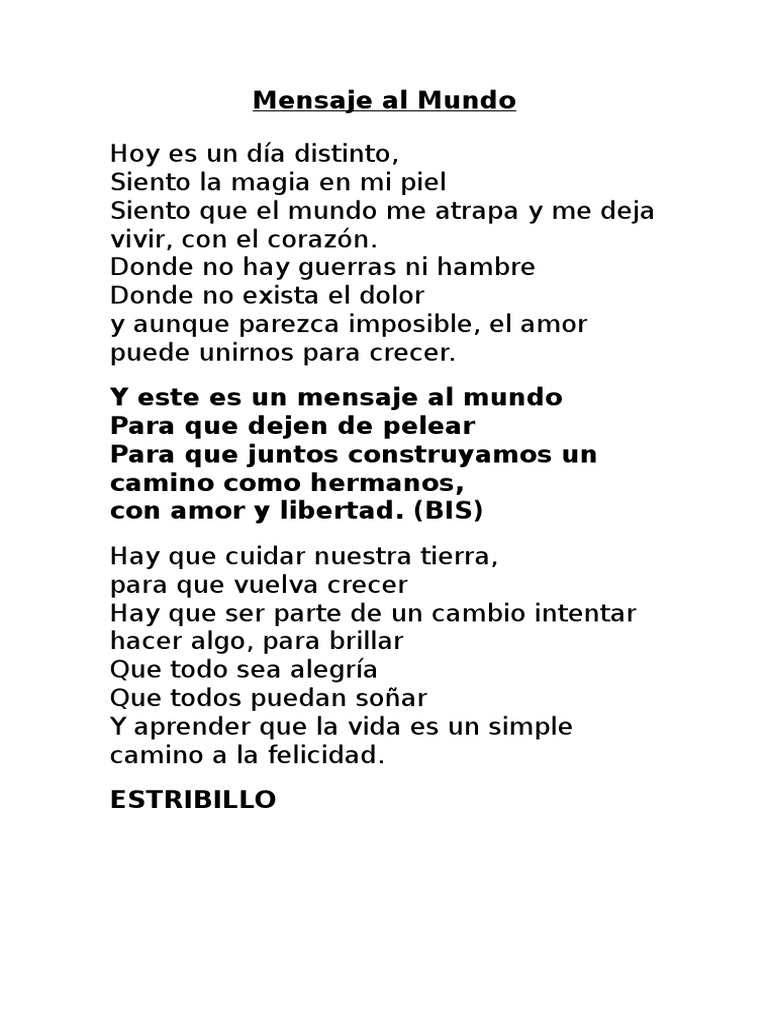 Mensaje de Amor y Unidad al Mundo | PDF | Cocina, comidas y vino ...