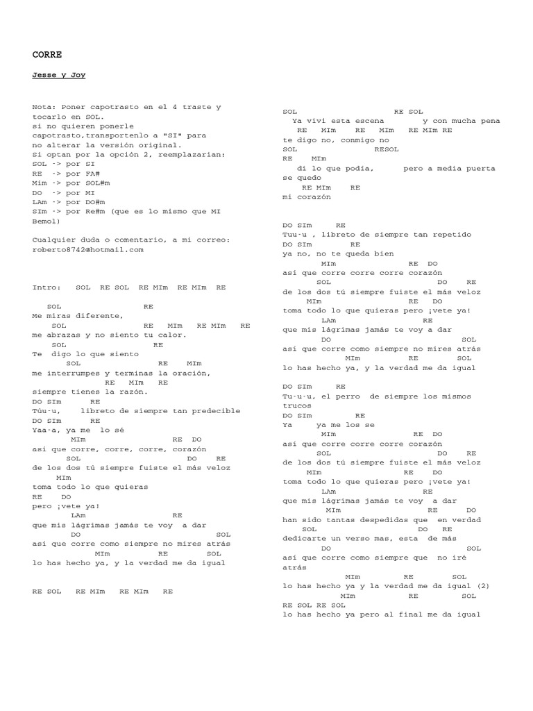 CORRE - Jesse y Joy | PDF | Ocio