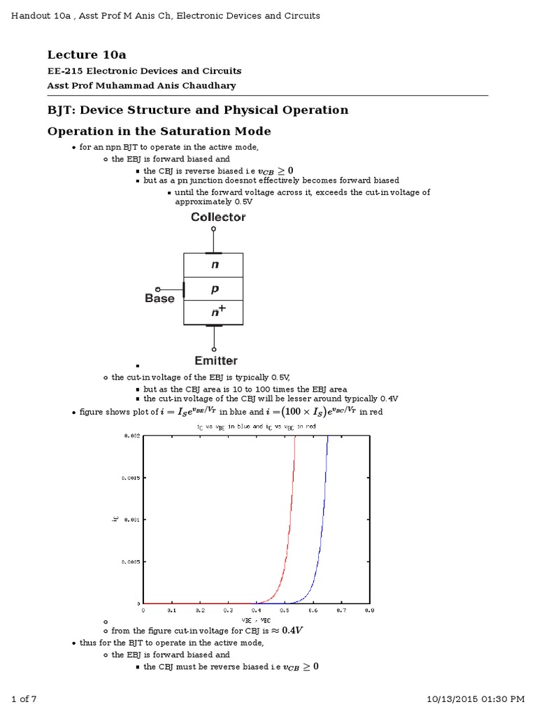 BJT Saturation and Active Modes | PDF | Bipolar Junction Transistor | P ...