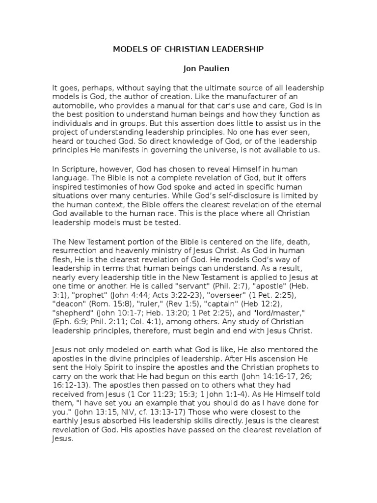 Leadership in New Testament Early Church | PDF | Elder (Christianity ...