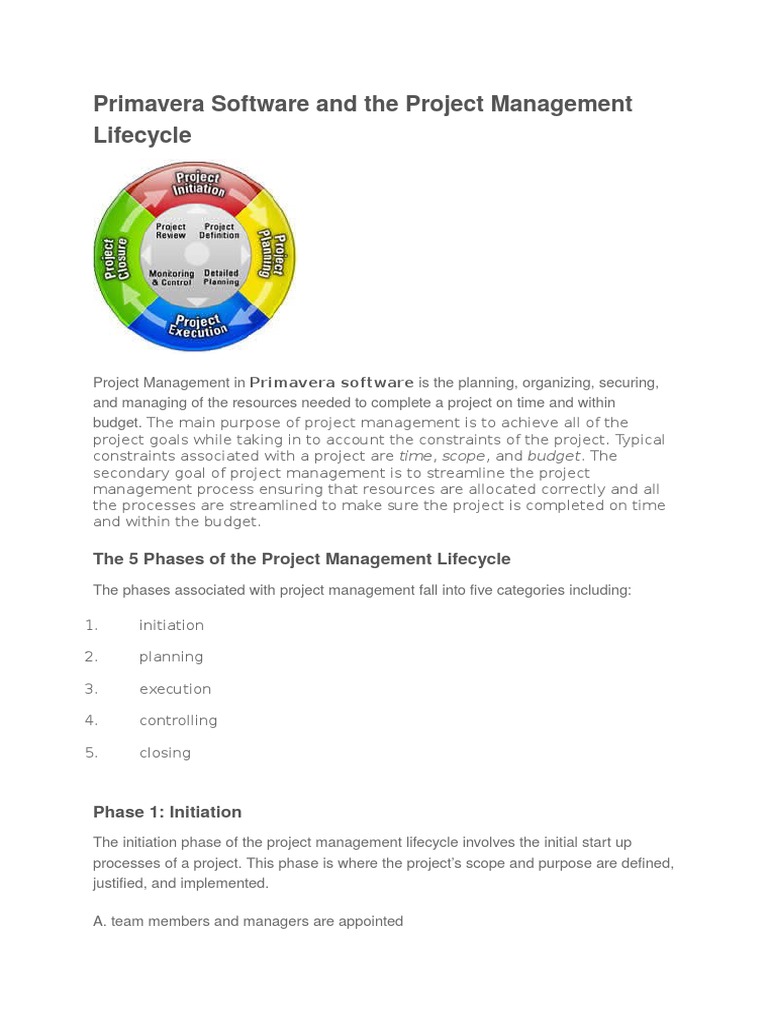 Primavera Software and The Project Management Lifecycle | PDF | Project ...