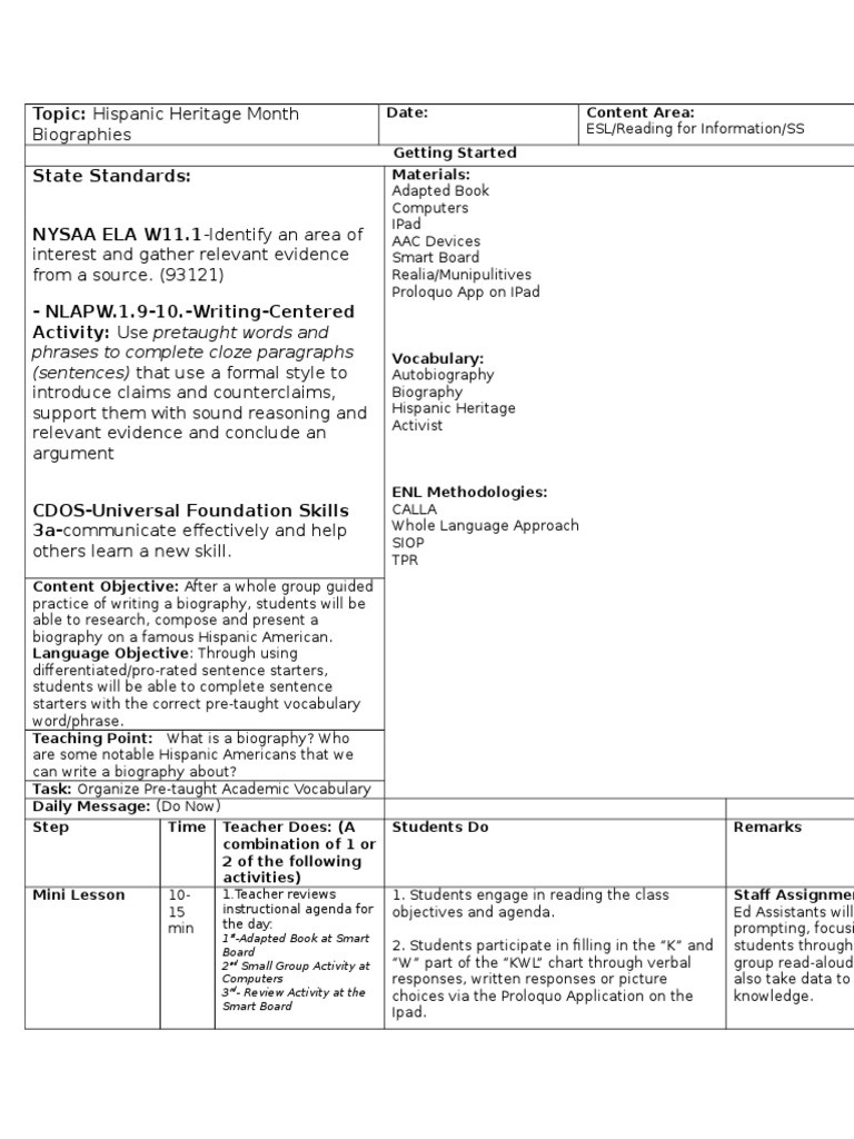 Biography Lesson Plans for 3rd Grade | PDF | Question | Lesson Plan