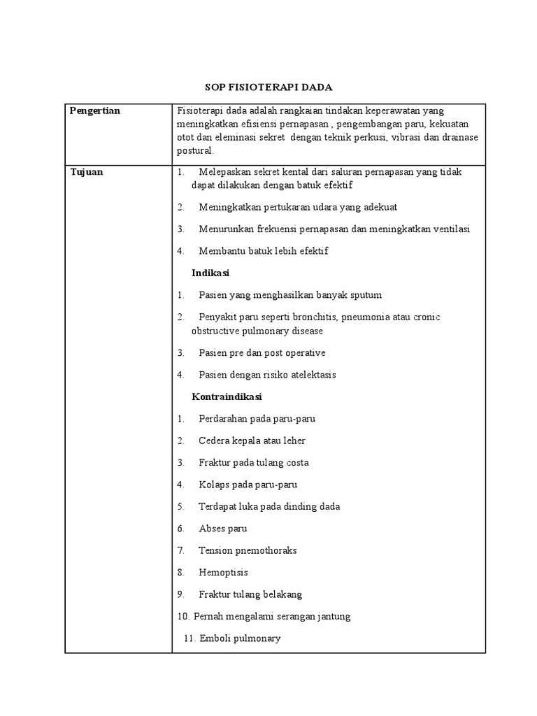 SOP Fisioterapi Dada untuk Perawatan Paru | PDF