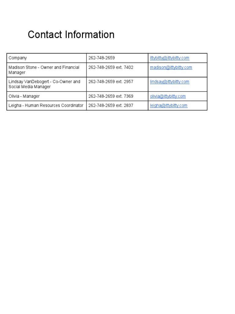 Contact Information | PDF