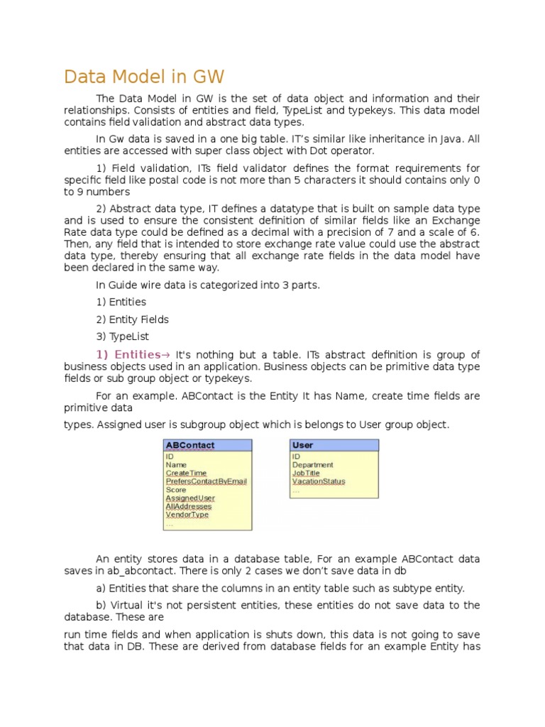 Guidewire Data Model Overview | PDF | Data Type | Inheritance (Object ...