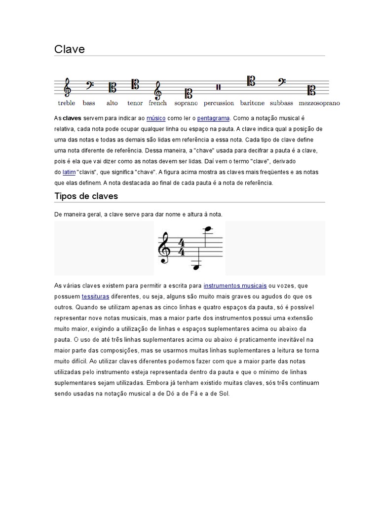 Claves Na Música | PDF | Clave | Composições musicais