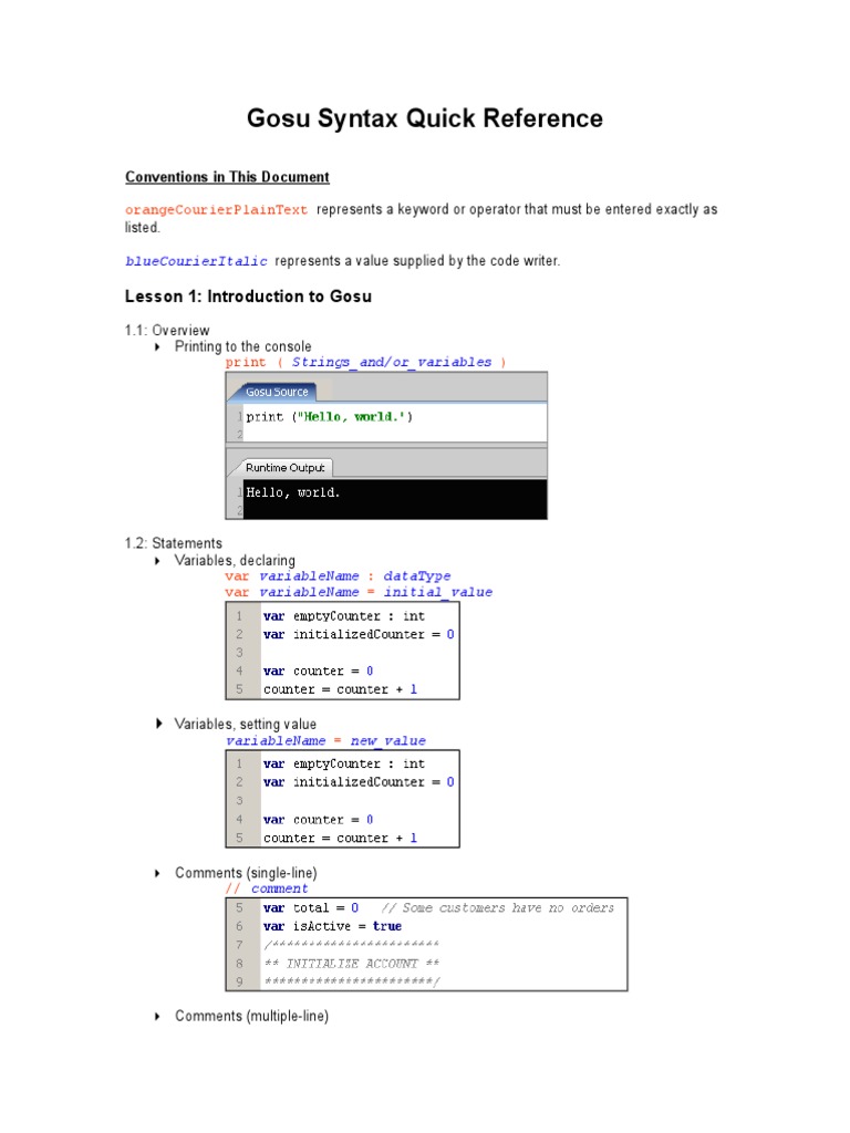 Guidewire Gosu Reference Guide | PDF | Array Data Type | Parameter (Computer Programming)