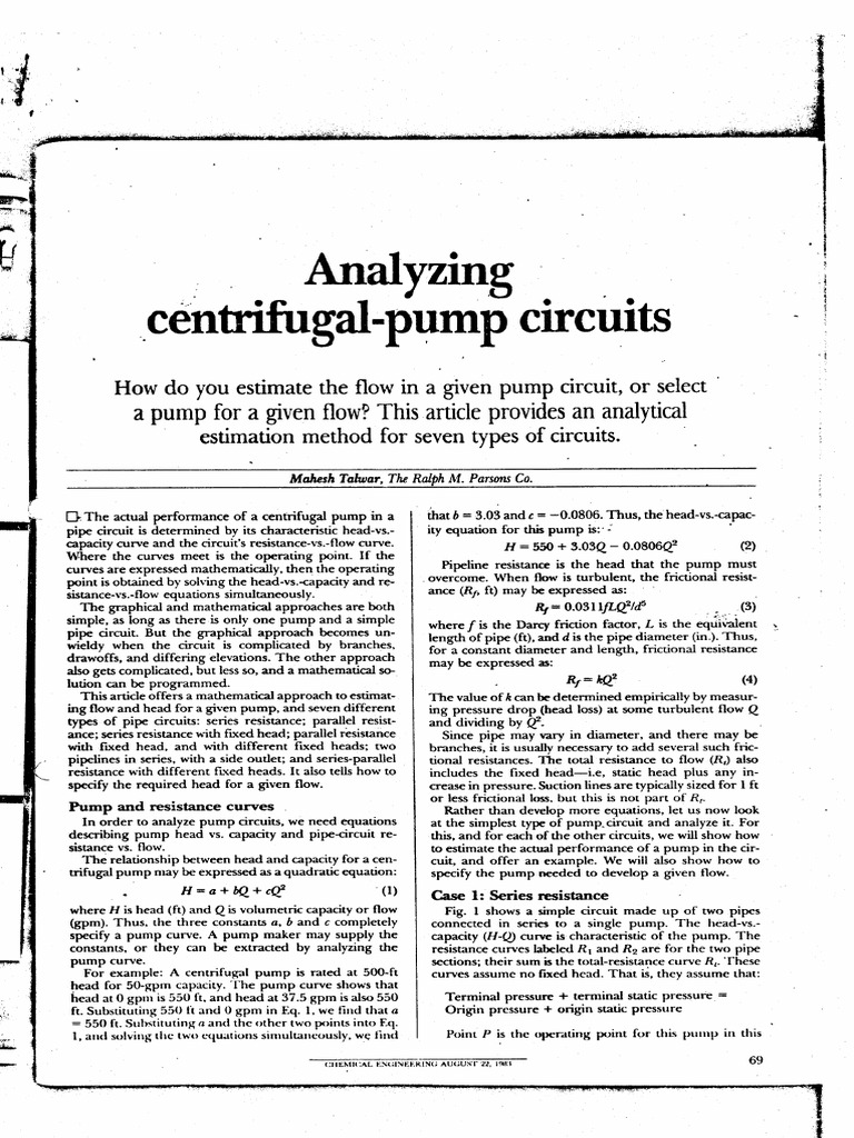 Analyzing Centrifugal-Pump Circuits PDF | PDF