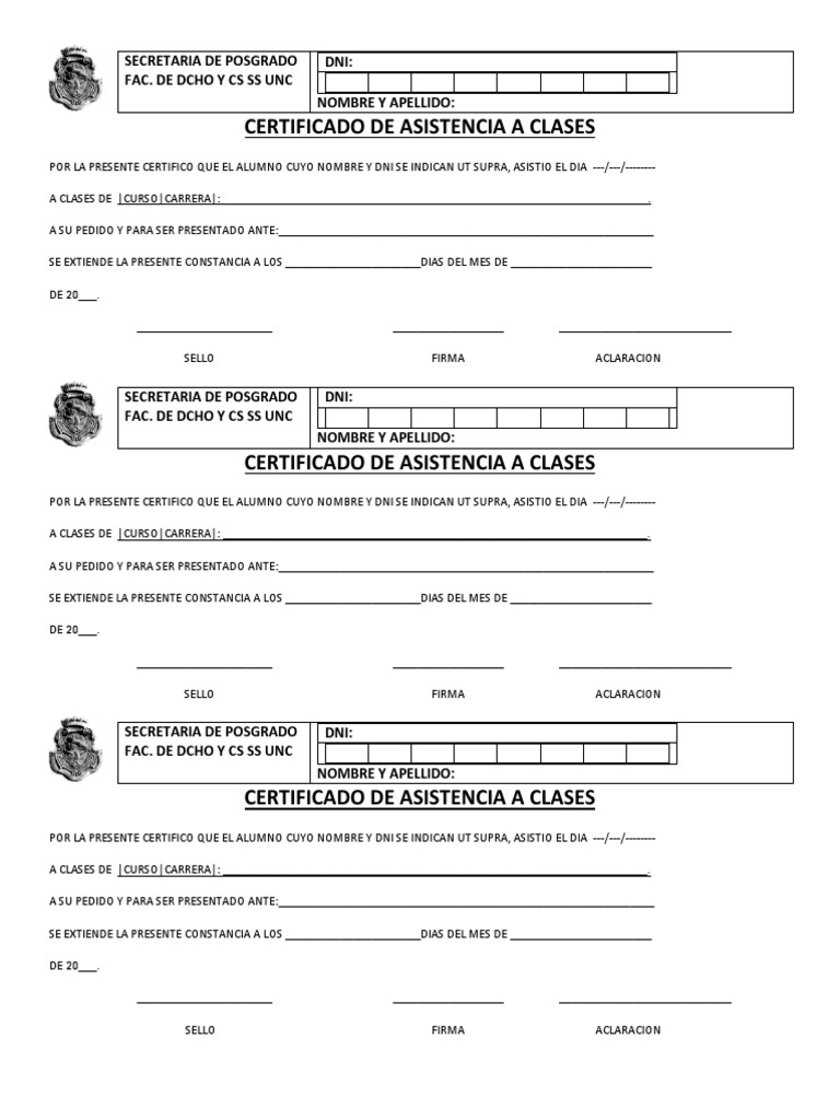 Constancia de Asistencia A Clases PDF | PDF