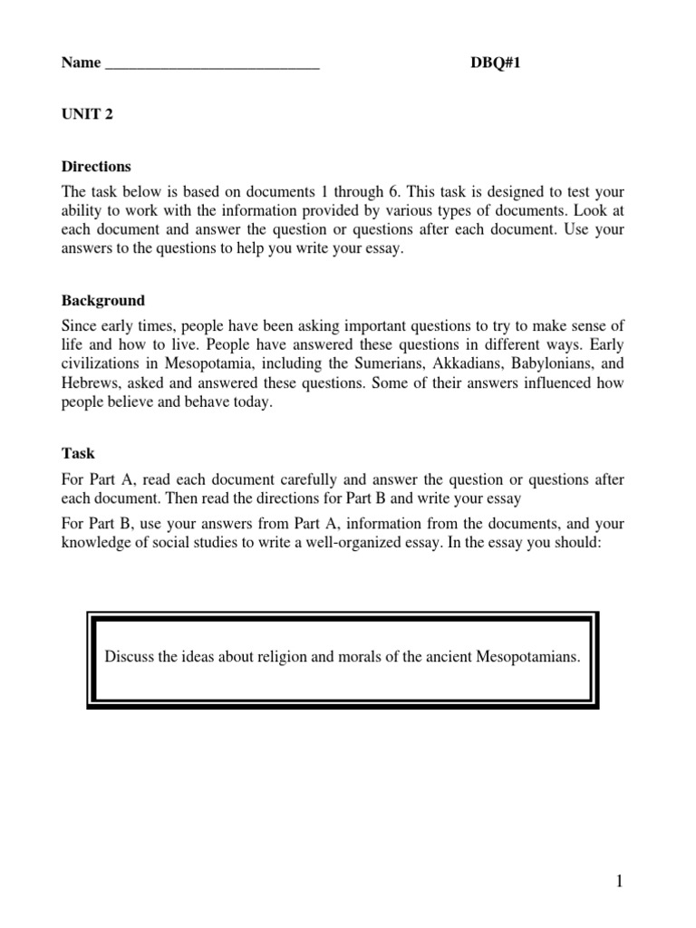 DBQ Mesopotamia | PDF | Epic Of Gilgamesh | Torah