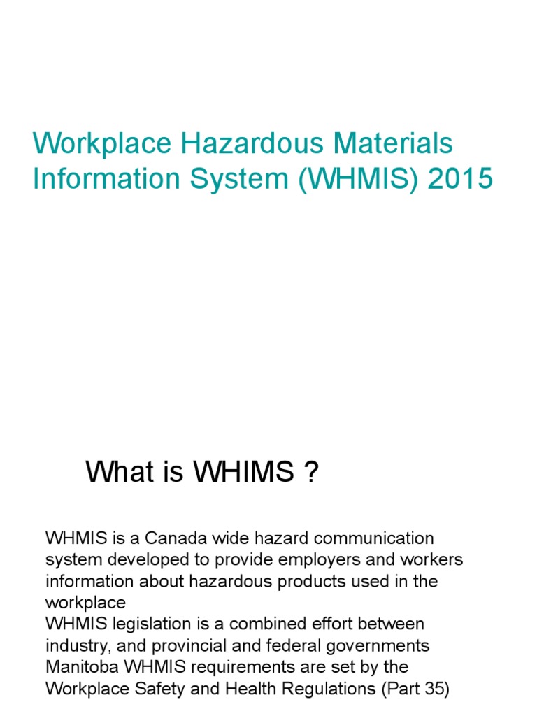 Workplace Hazardous Materials Information System (WHMIS) 2015 | PDF ...