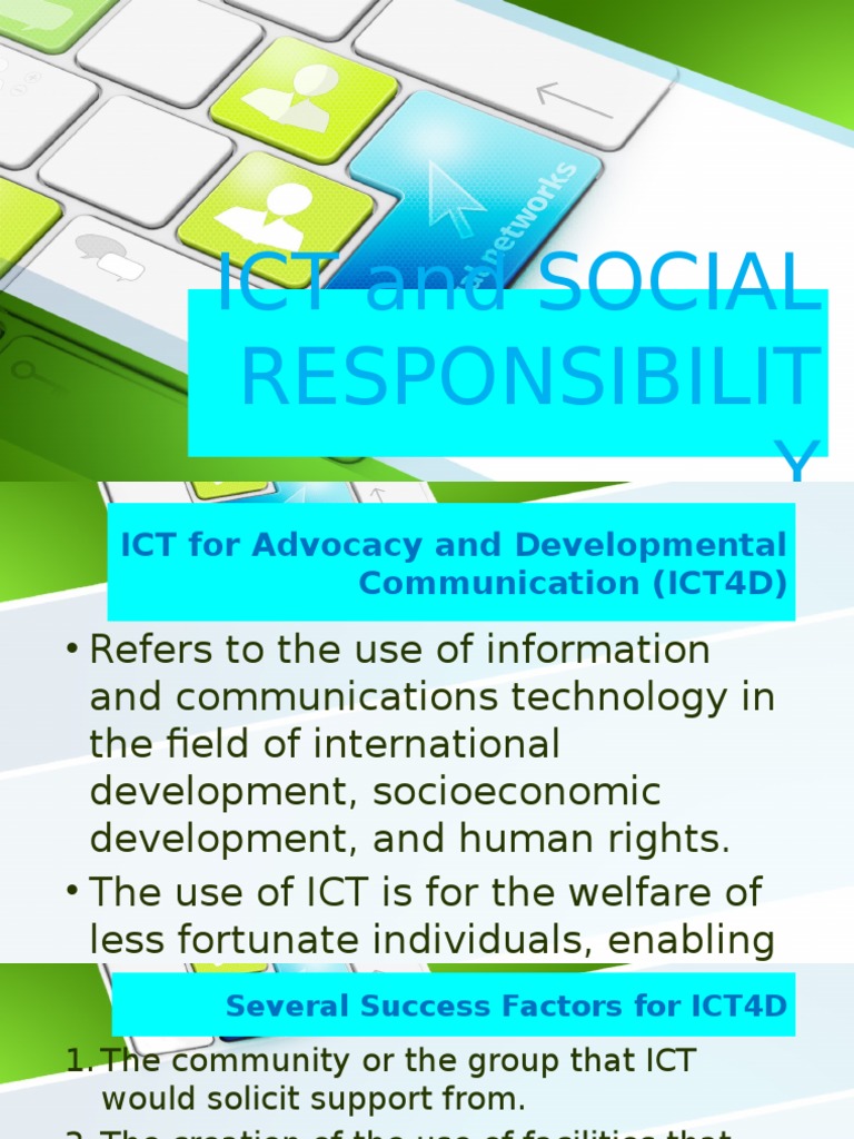 ICT for Social Responsibility and Advocacy | PDF | Educational ...