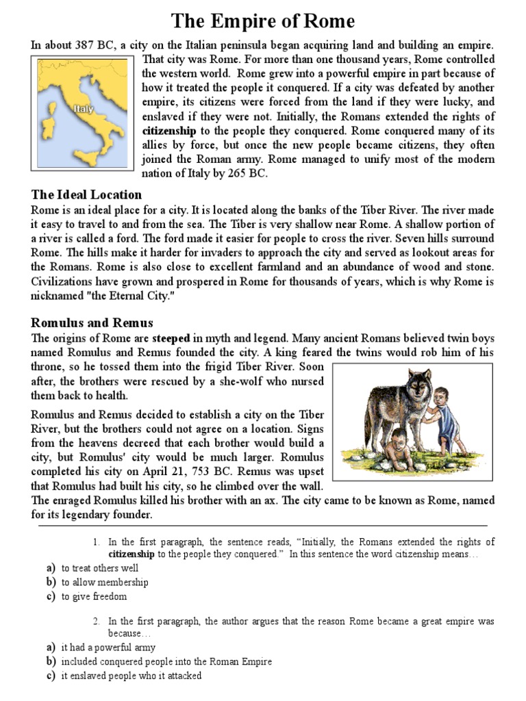 The Empire of Rome Intro Reading | PDF | History