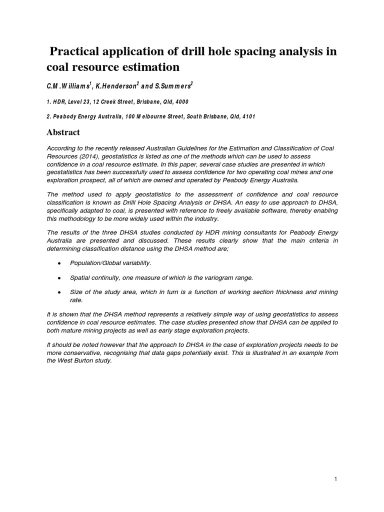 Drill Hole Spacing Analysis 2015 | PDF | Variance | Estimation Theory