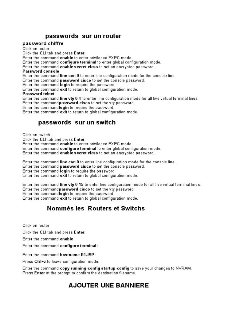 Passwords Sur Un Router: Password Chiffre | PDF | Command Line Interface | Router (Computing)