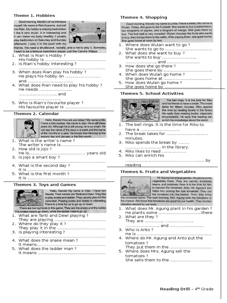 English Reading Exercises for Grade 5 | PDF
